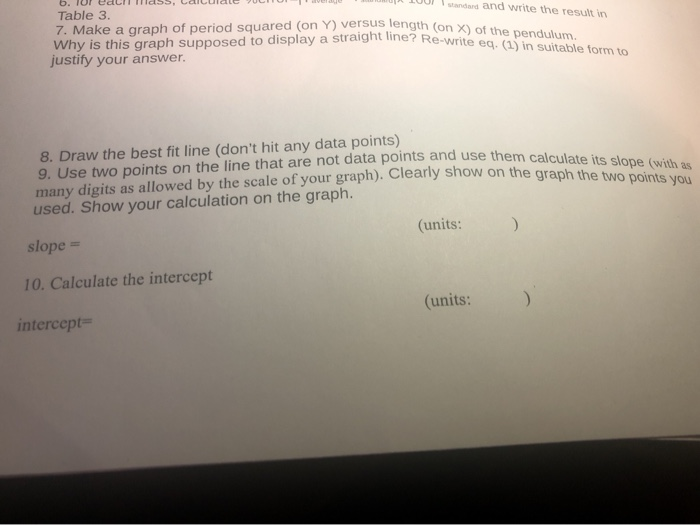Solved make a graph of period squared ( on y) versus length | Chegg.com