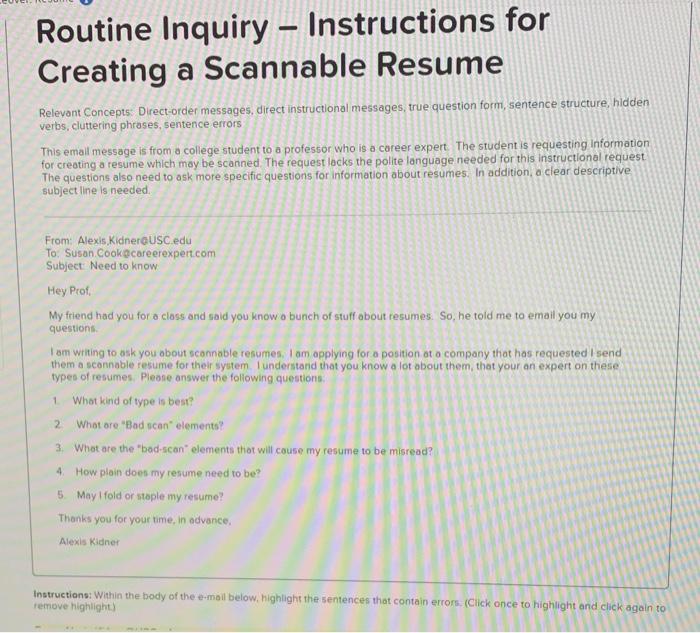 Solved PLEASE FOLLOW THE INSTRUCTIONS, HIGHLIGHT THE | Chegg.com