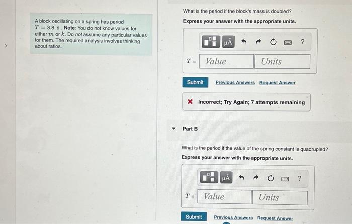 Solved What is the period if the block's mass is doubled? A | Chegg.com