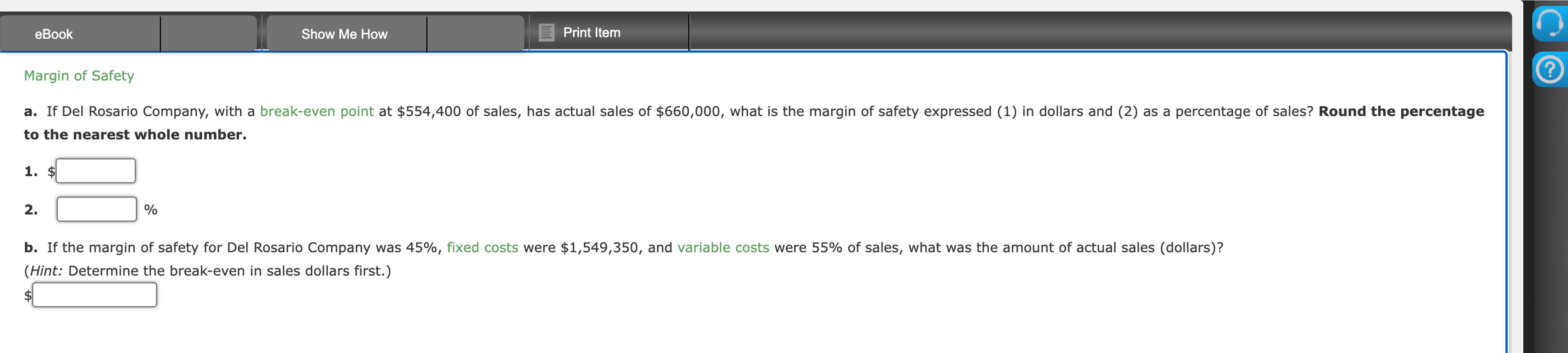 Solved Margin of Safety to the nearest whole number.:%b. ﻿If | Chegg.com