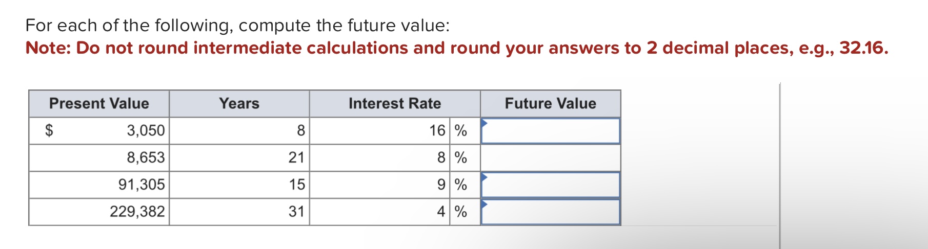 Solved ch4.1For each of the following, compute the future | Chegg.com