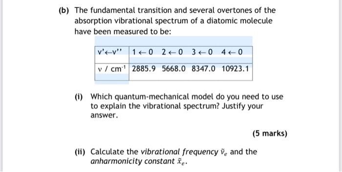 Solved (b) The fundamental transition and several overtones | Chegg.com