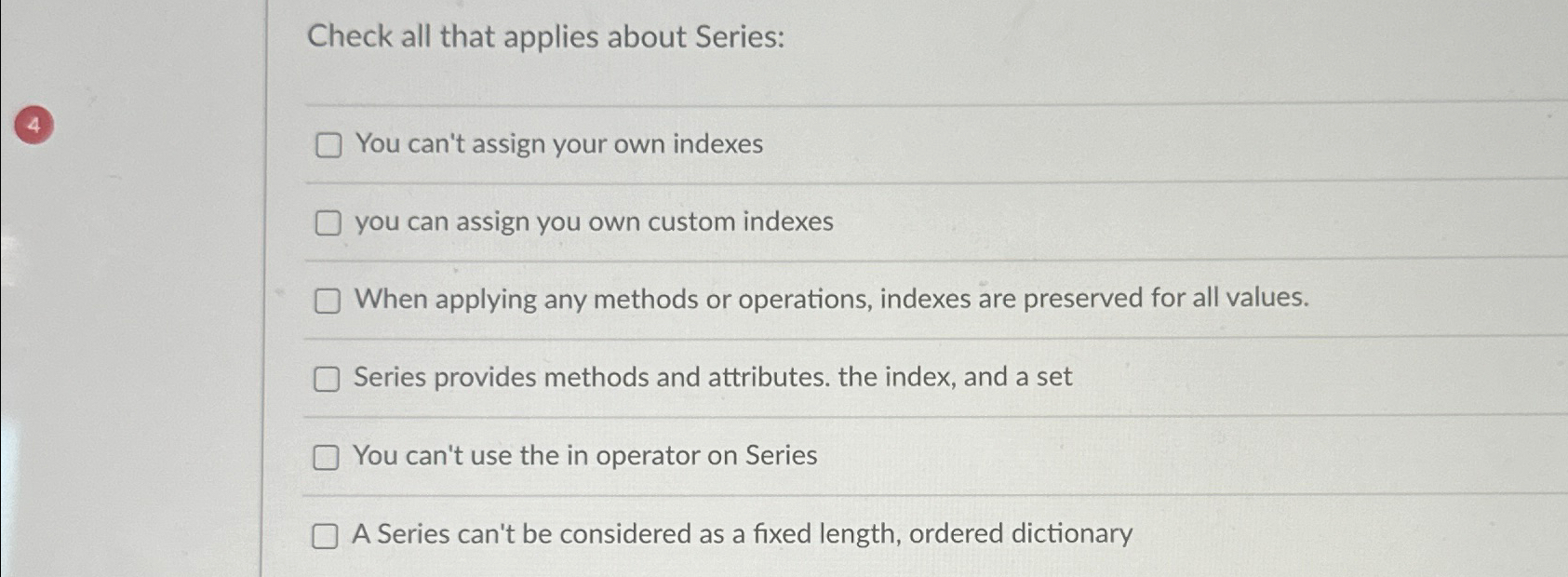 Solved Check all that applies about Series:You can't assign | Chegg.com