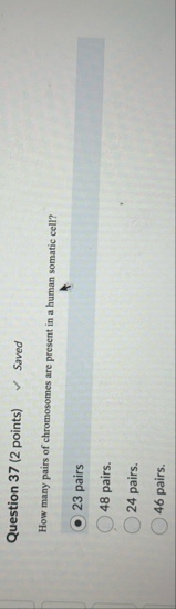 Solved Question 37 (2 ﻿points) ﻿SavedHow many pairs of | Chegg.com