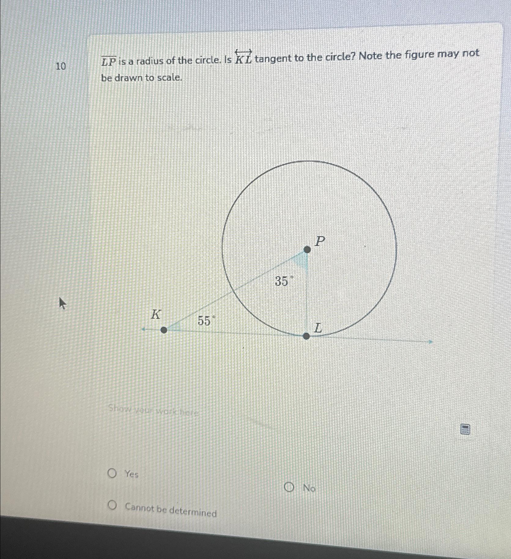 10vec(LP) ﻿is a radius of the circle. Is KLharr | Chegg.com