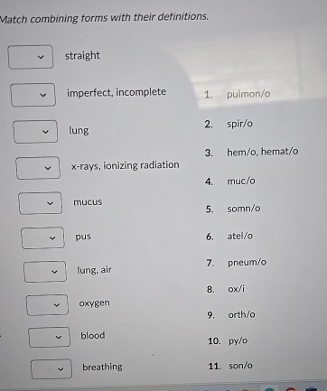 Solved Match combining forms with their | Chegg.com