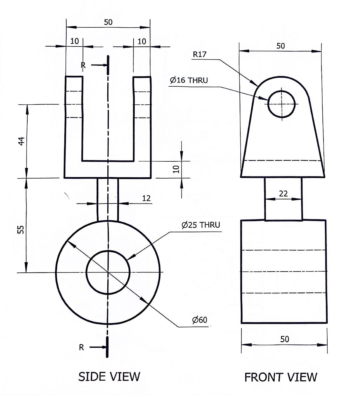 Solved Draw isometric and Missing view and Sections | Chegg.com