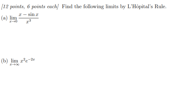 Solved [12 ﻿points, 6 ﻿points each] ﻿Find the following | Chegg.com