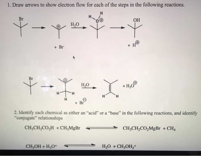 Solved 1. Draw arrows to show electron flow for each of the | Chegg.com