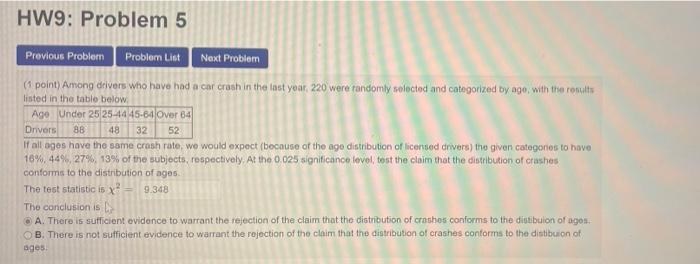 Solved HW9: Problem 5 88 48 Previous Problem Problem List | Chegg.com