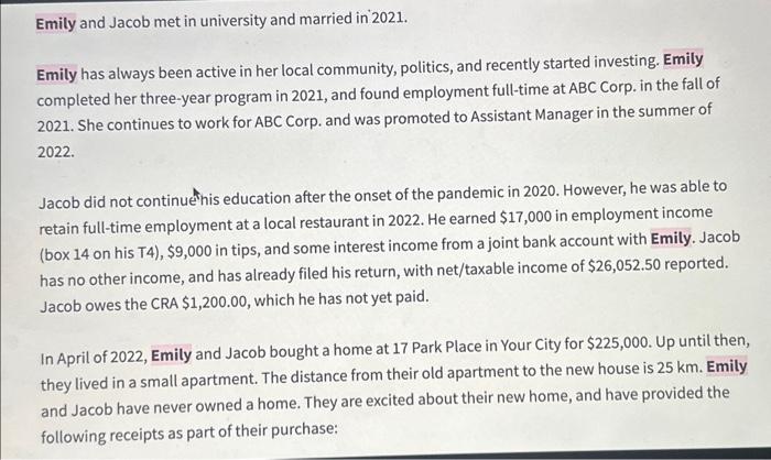 On Emily's tax return, what is the entry for Line | Chegg.com