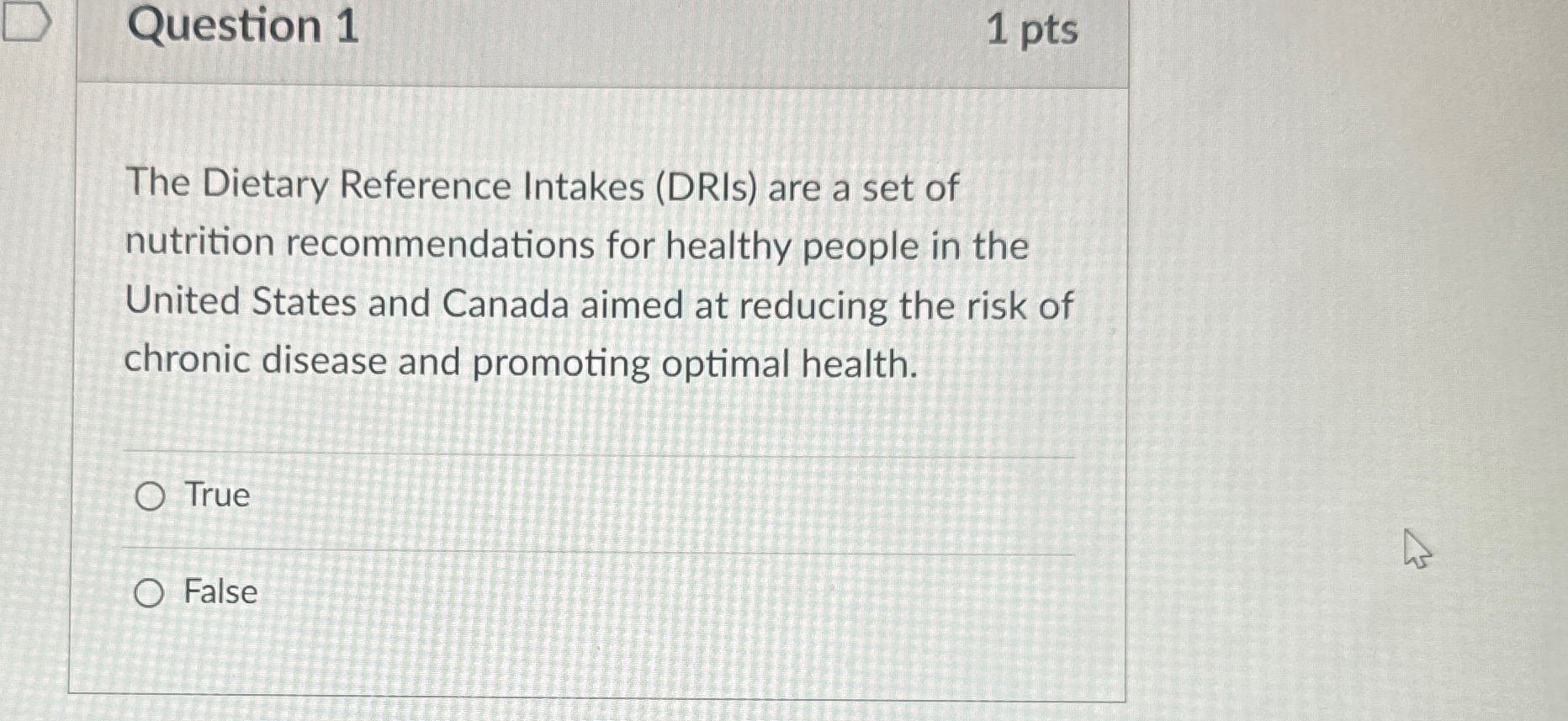 Solved Question 11 ptsThe Dietary Reference Intakes (DRIs) | Chegg.com Solved Question 11 ptsThe Dietary Reference Intakes (DRIs) | Chegg.com
