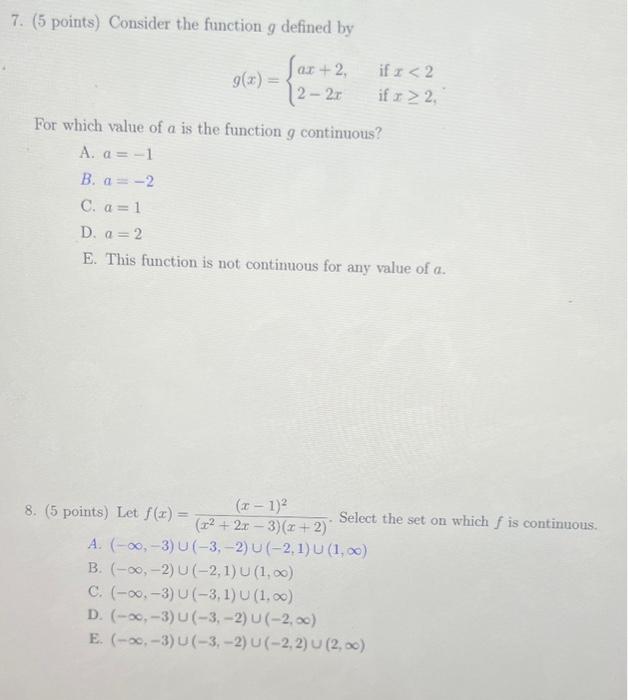 Solved 5. (5 points) If limx→−1f(x)=a and | Chegg.com