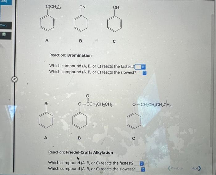 [Solved]: part a part bdirections for both Reaction: Bromina
