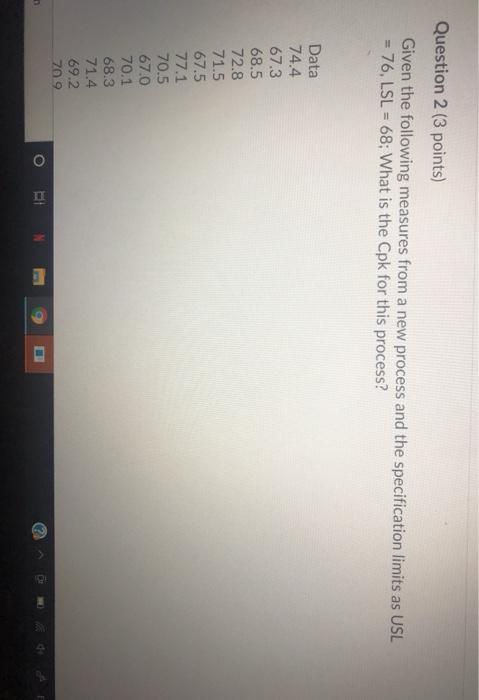 Solved Question 2 (3 points) Given the following measures | Chegg.com