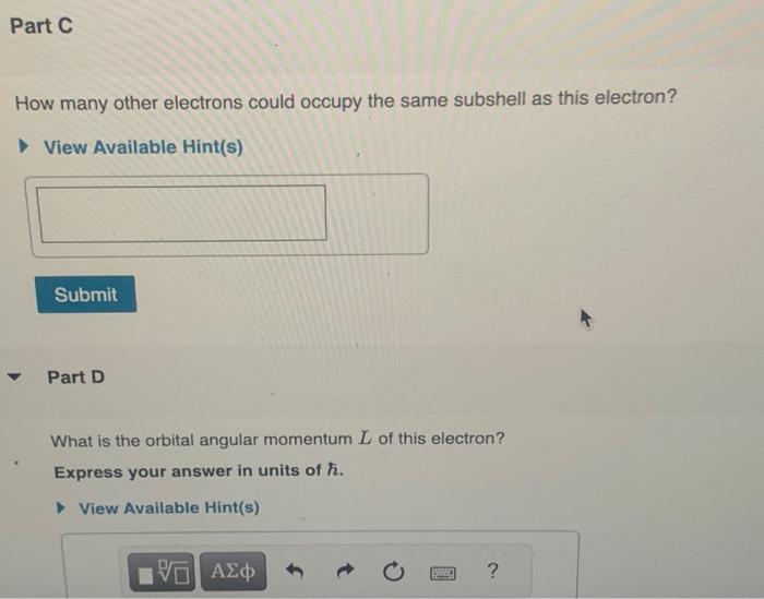 Solved Consider an electron in the state n=4,l=3, | Chegg.com