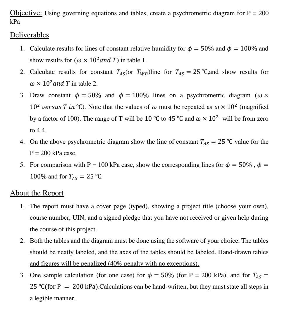 Solved Objective: Using governing equations and tables, | Chegg.com