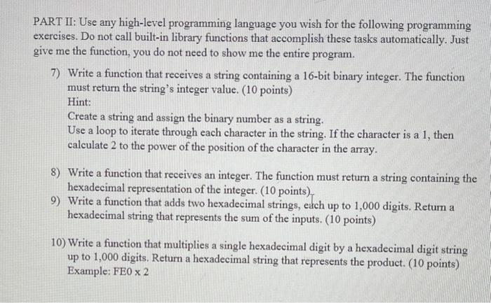 Solved Part Ii Use Any High Level Programming Language 