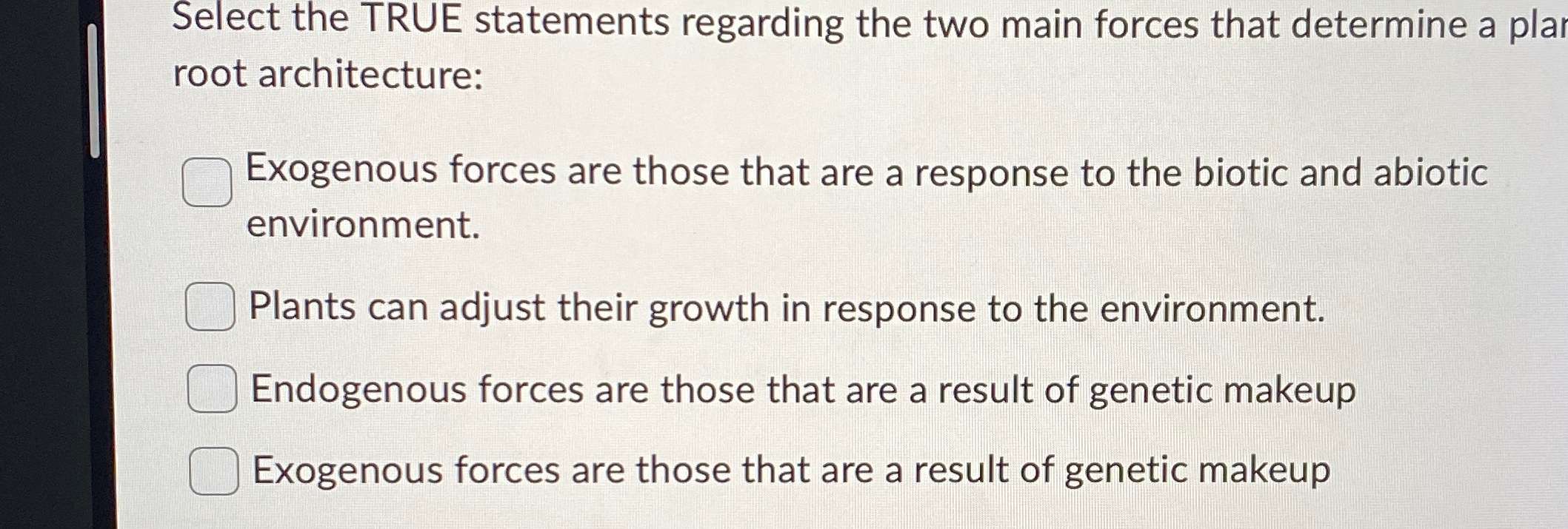 Solved Select the TRUE statements regarding the two main | Chegg.com