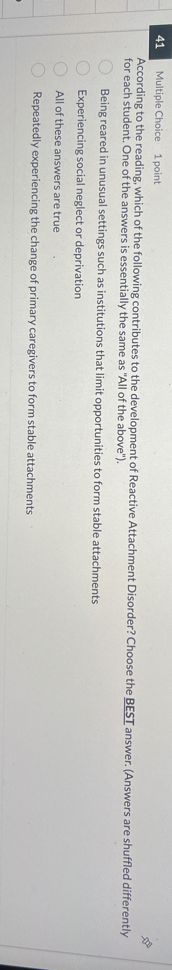 Solved 41Multiple Choice1 ﻿pointAccording to the reading, | Chegg.com
