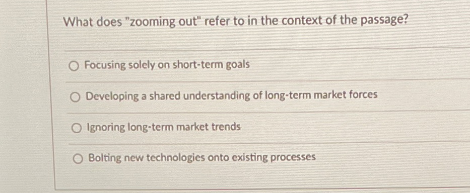 Solved What does "zooming out" refer to in the context of | Chegg.com