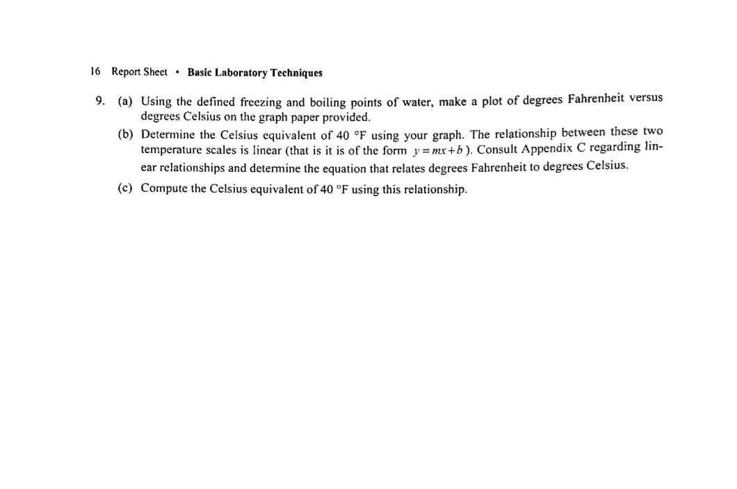 Solved 16 Report Sheet - Basic Laboratory Techniques 9. (a) | Chegg.com