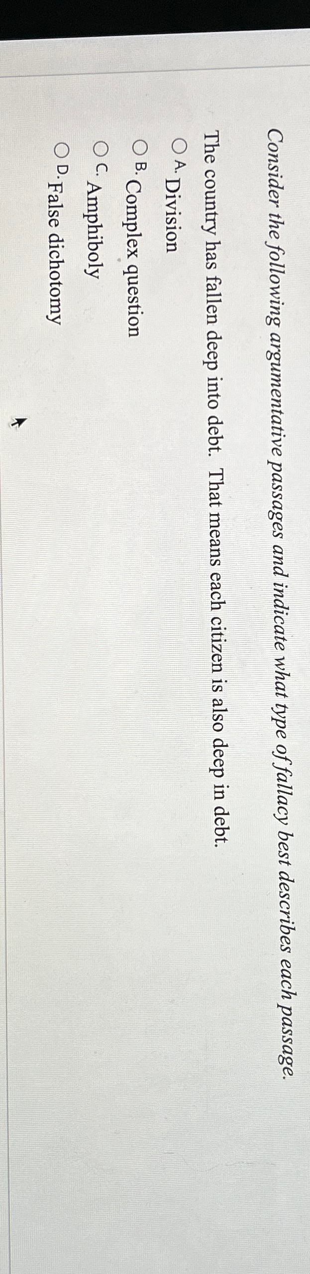 Solved Consider the following argumentative passages and | Chegg.com