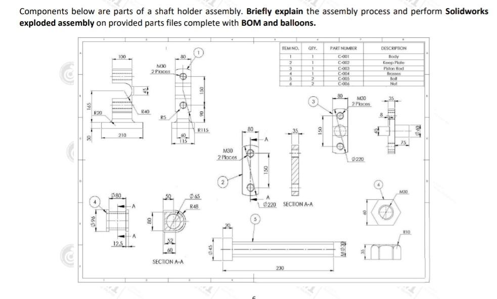 Solved Components below are parts of a shaft holder | Chegg.com