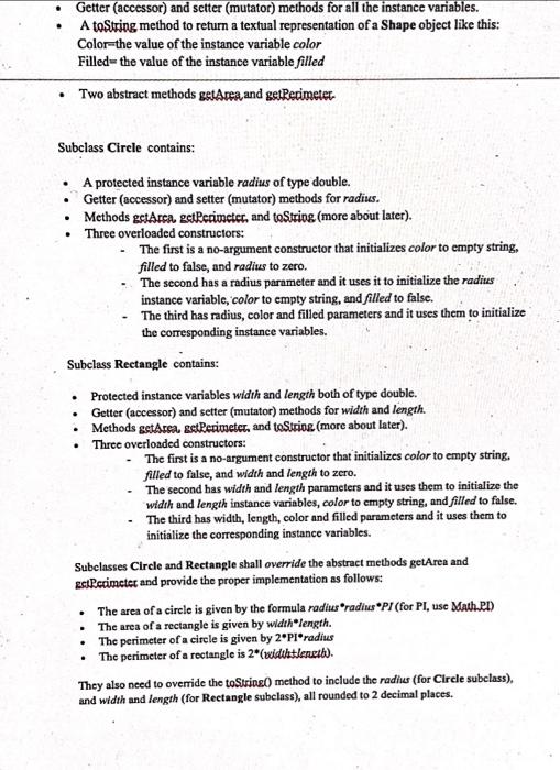 Solved 1. Polymorphism 2. Abstract classes Task: Implement | Chegg.com