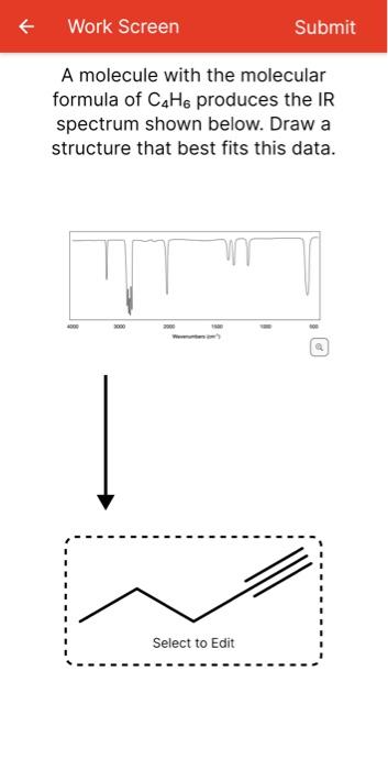 Solved Work Screen Submit A molecule with the molecular | Chegg.com