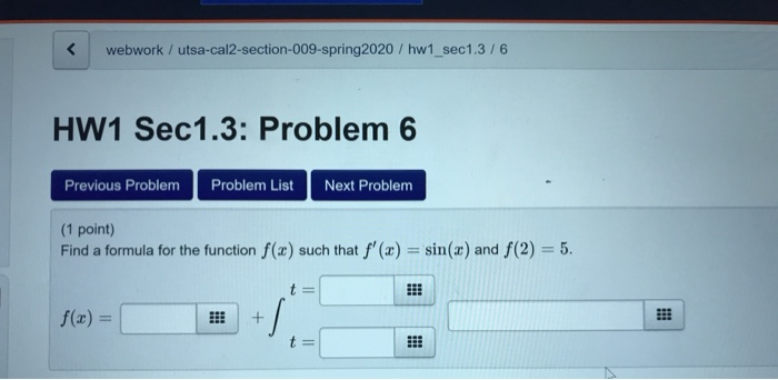 Solved webwork /utsa-cal2-section-009-spring2020 /hw1_sec1.3 | Chegg.com