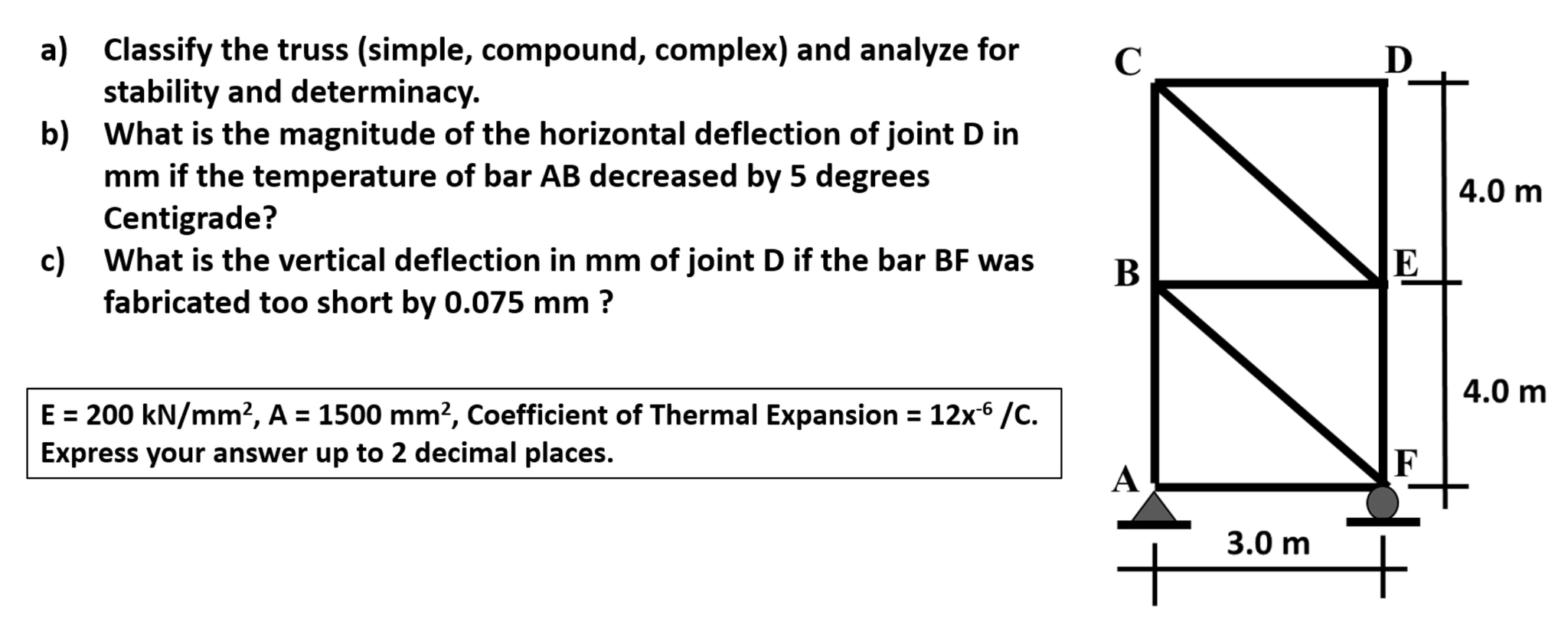 Solved a) ﻿Classify the truss (simple, ﻿compound, complex) | Chegg.com