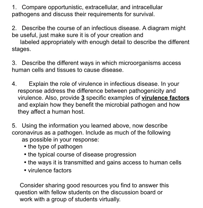 Solved 1. Compare opportunistic, extracellular, and | Chegg.com