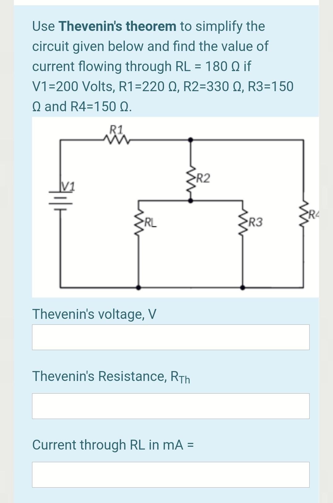 Solved Use Thevenin's theorem to simplify the circuit given | Chegg.com