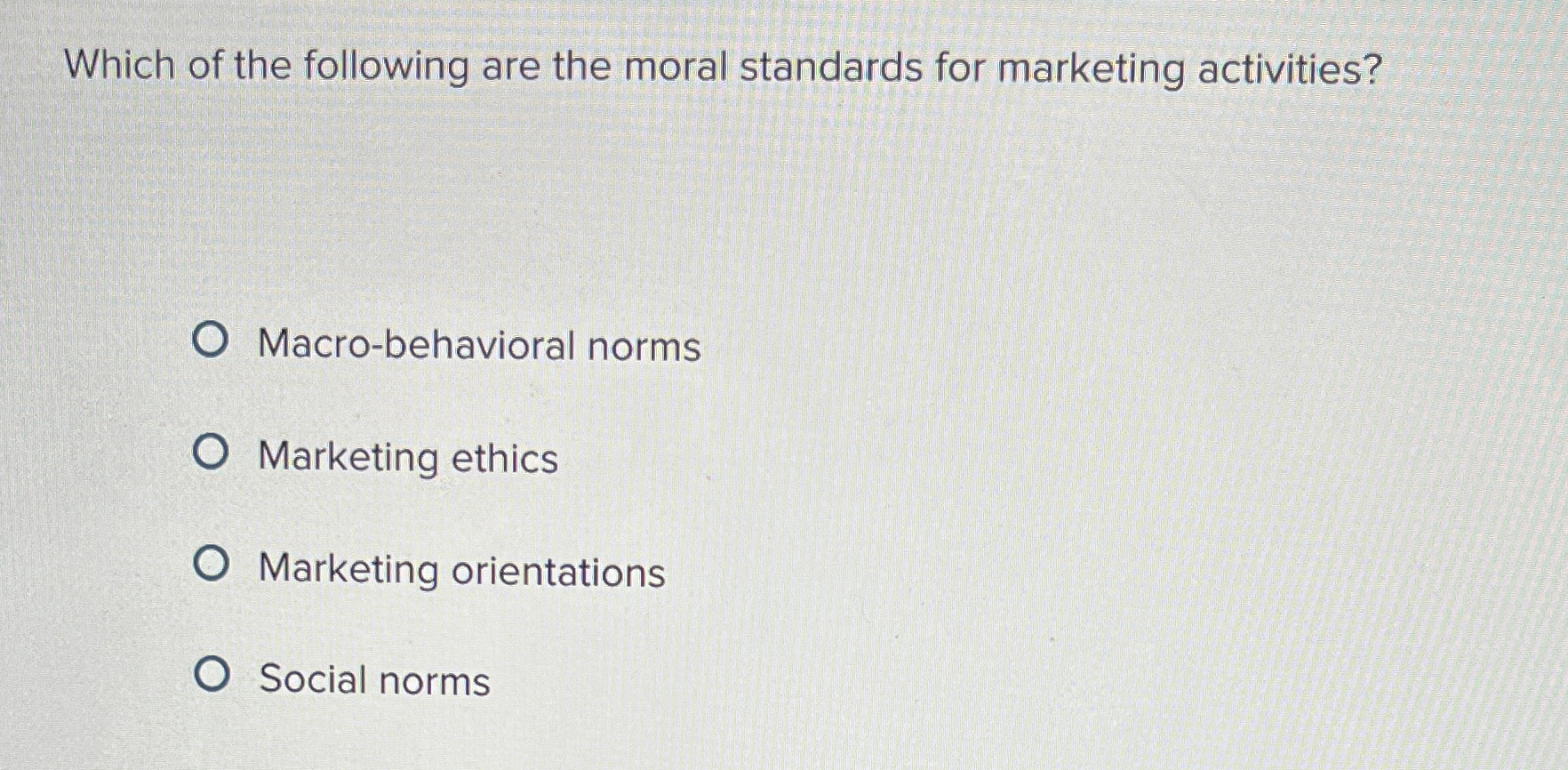 Solved Which of the following are the moral standards for | Chegg.com