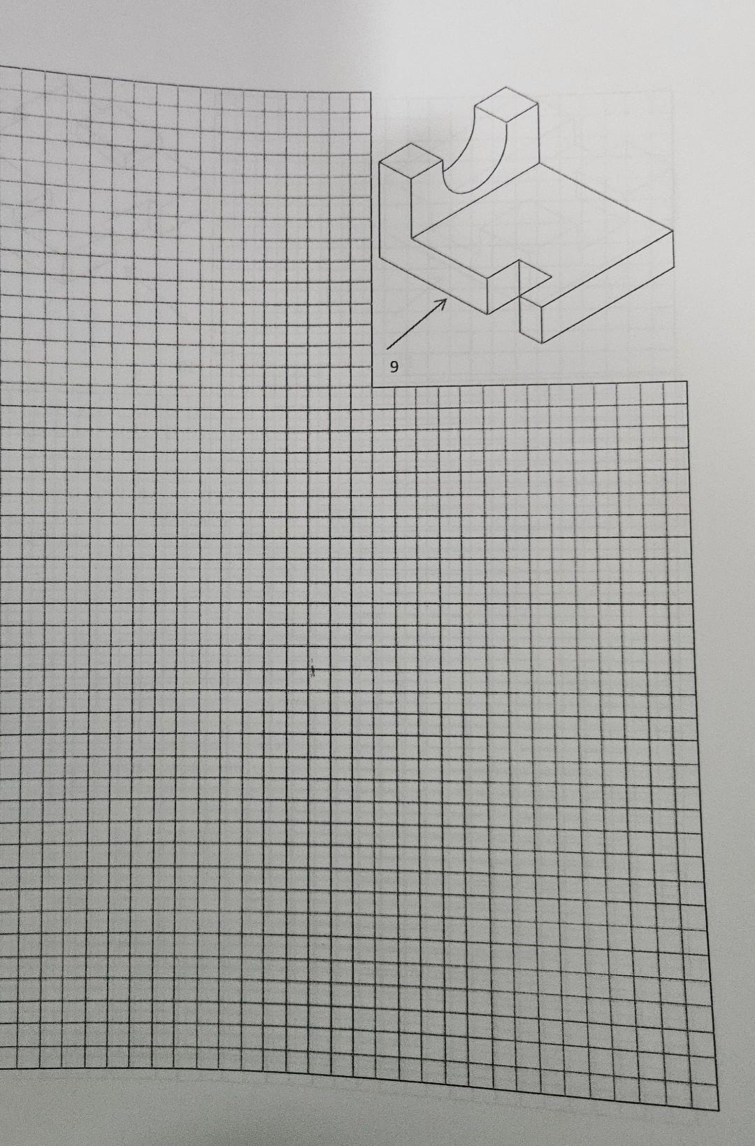 Solved Develop a three-view drawing for the following | Chegg.com