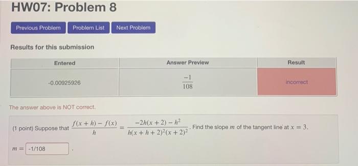 Solved HW07: Problem 8 Previous Problem Problem List Next | Chegg.com