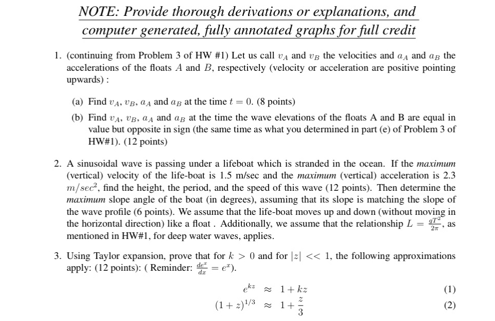 Solved NOTE: Provide thorough derivations or explanations, | Chegg.com
