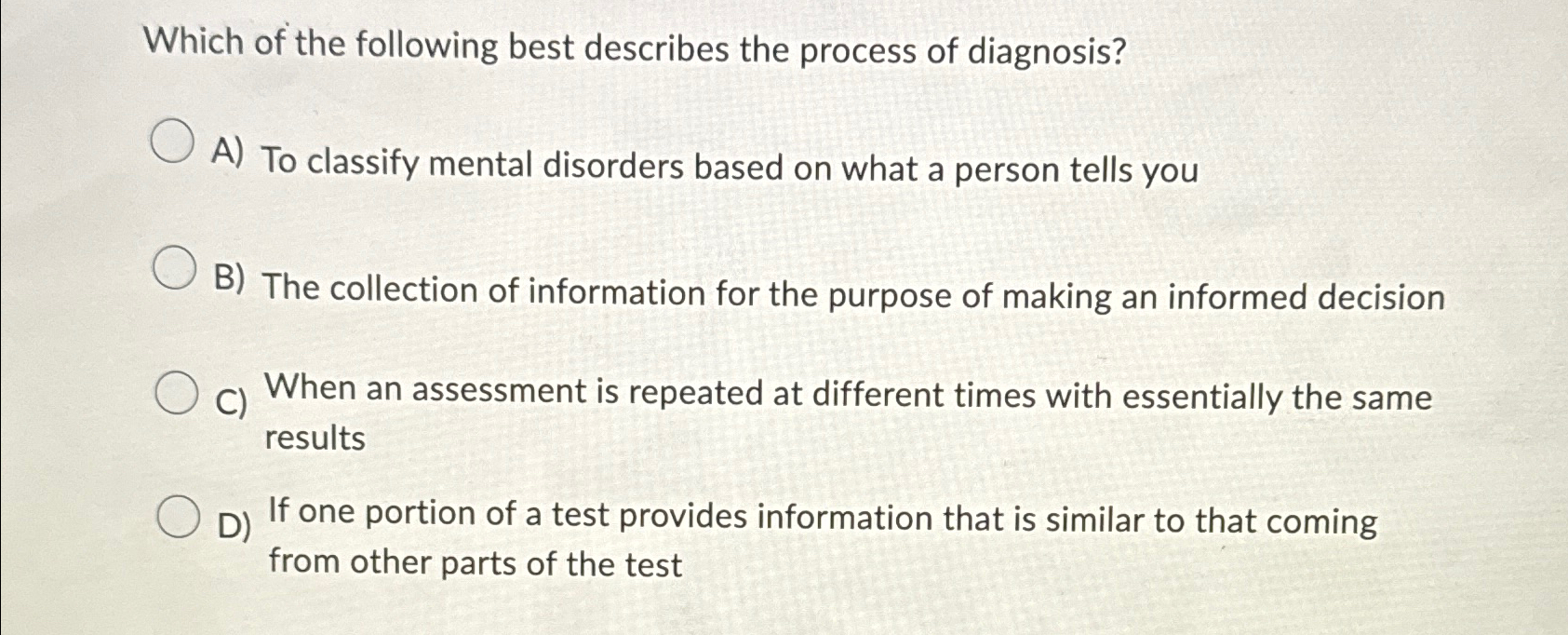 Solved Which of the following best describes the process of | Chegg.com