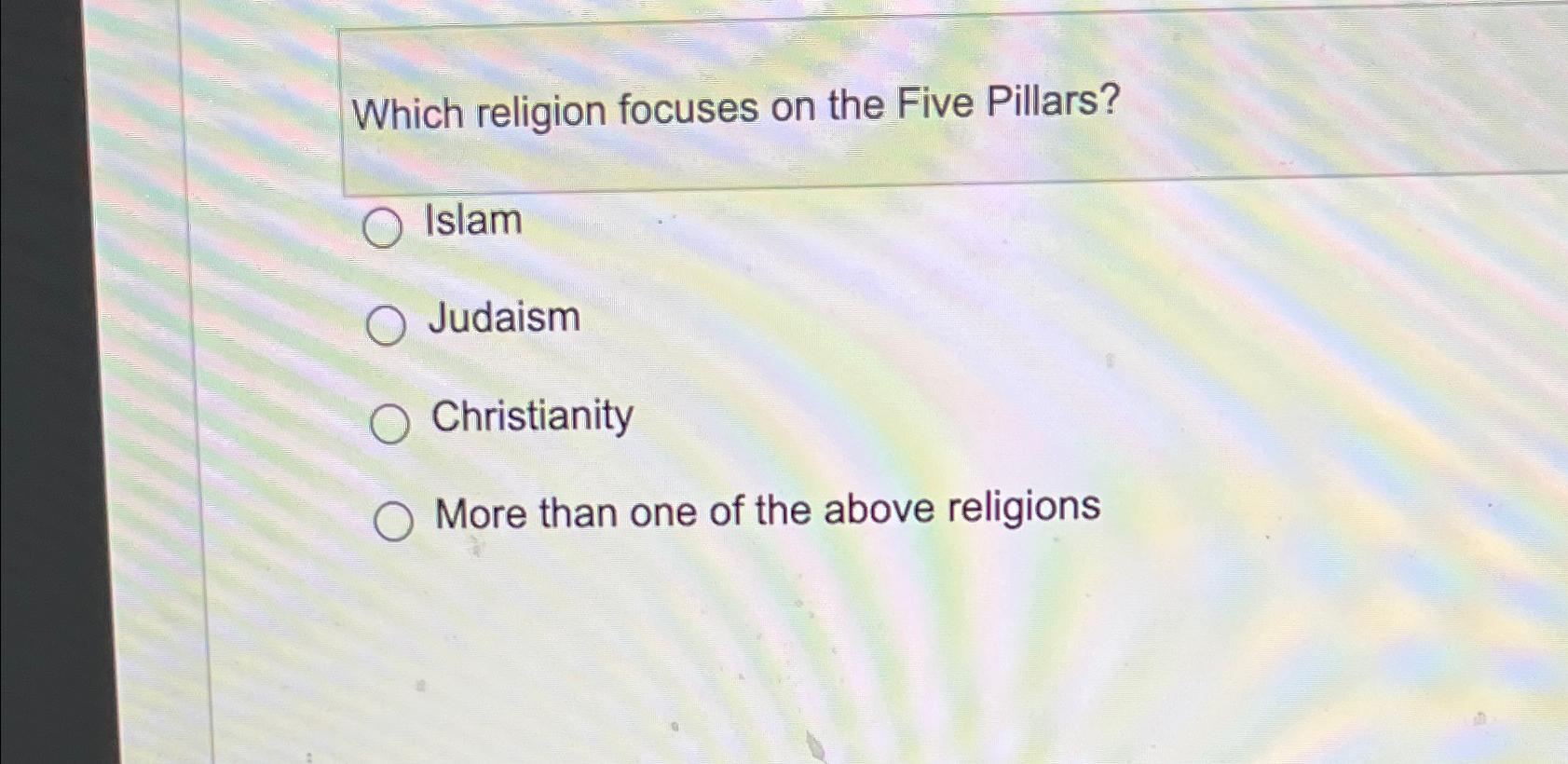 Solved Which religion focuses on the Five | Chegg.com