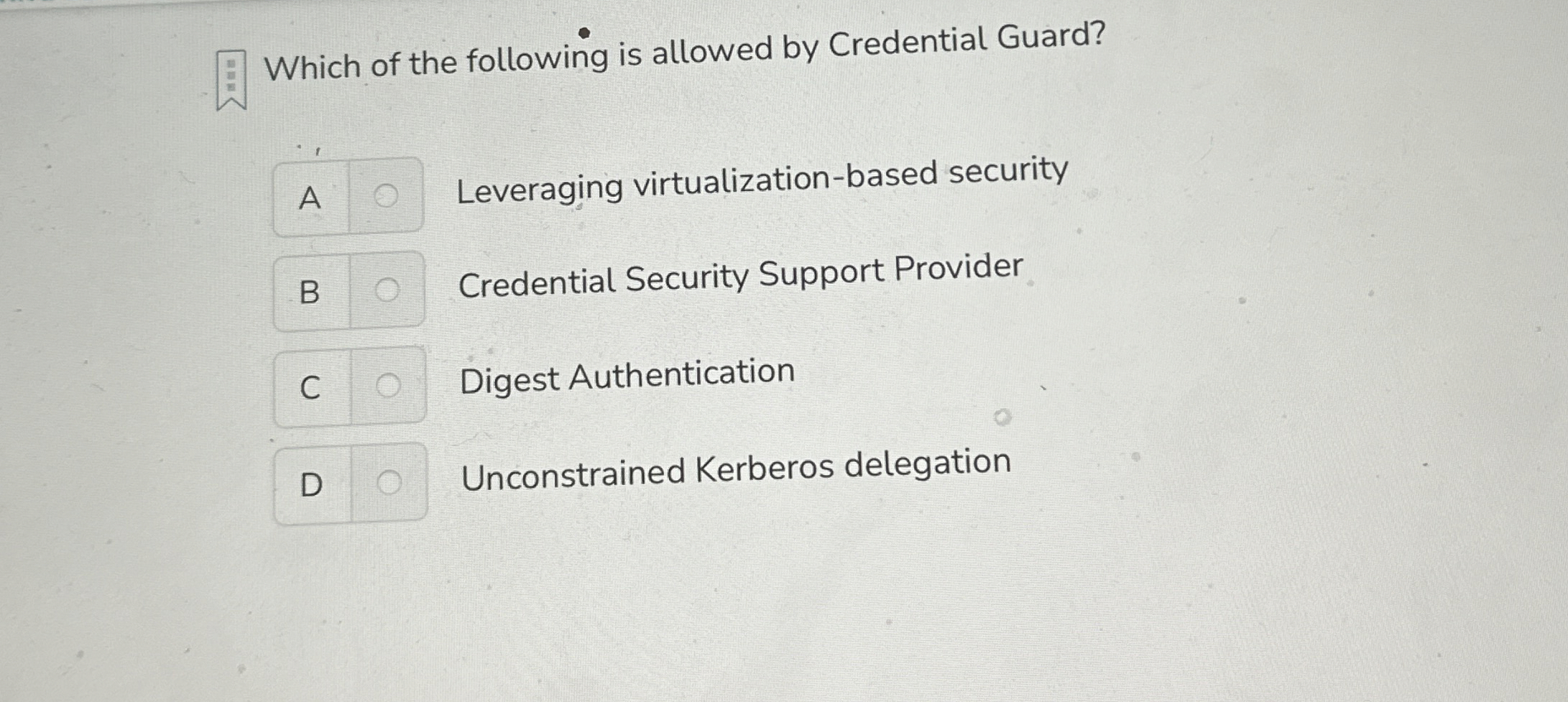 Solved Which of the following is allowed by Credential | Chegg.com
