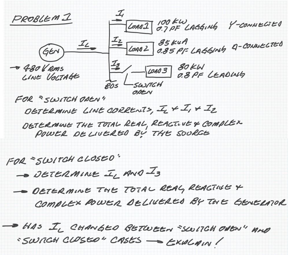 Solved PROBLEM I IL GEN -480 Vrms LINE | Chegg.com
