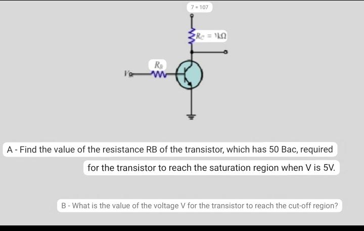 Solved A - ﻿Find the value of the resistance RB of the | Chegg.com