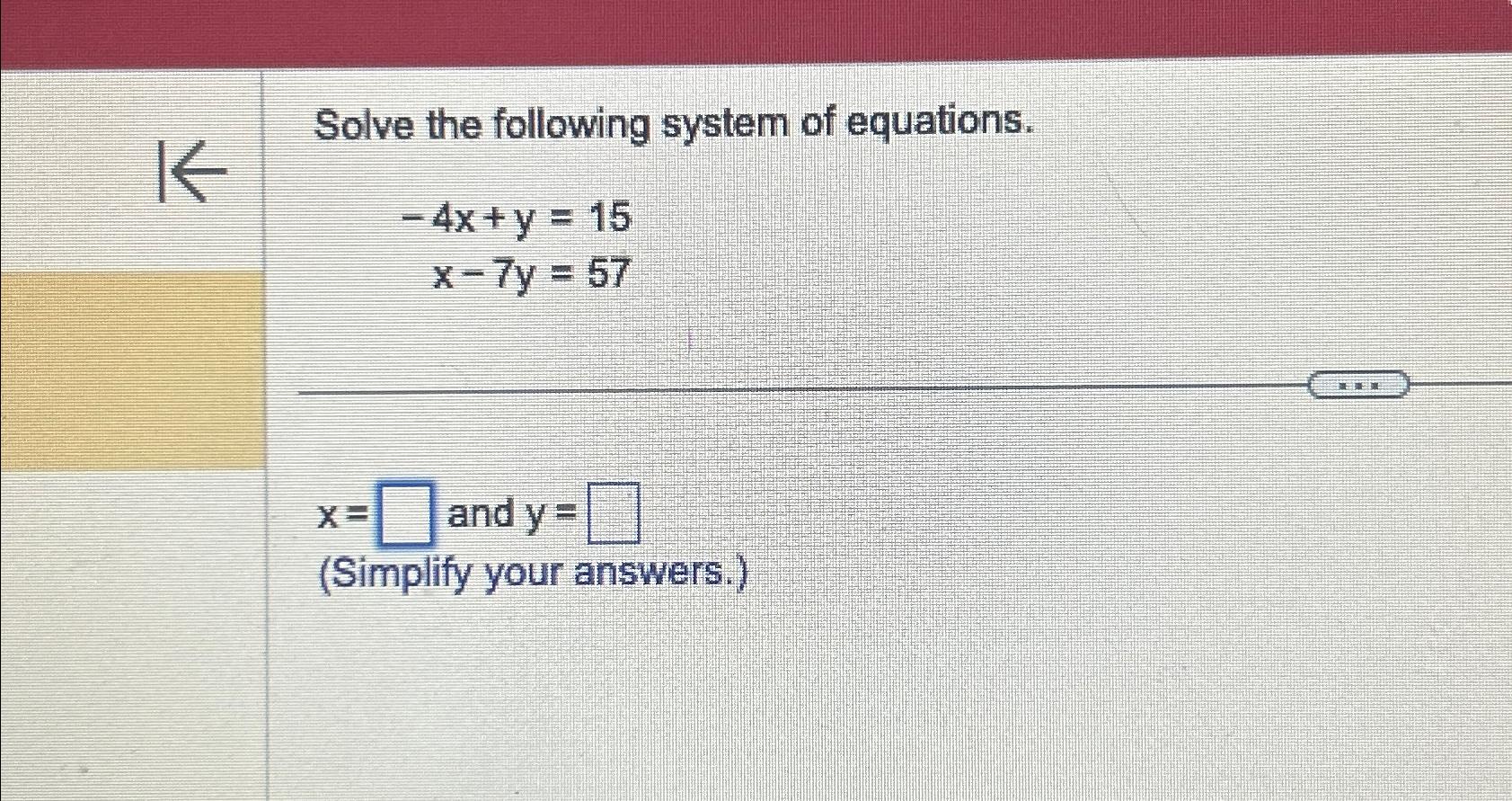 Solved Solve the following system of | Chegg.com