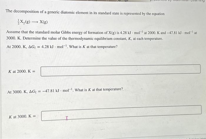Solved The Decomposition Of A Generic Diatomic Element In