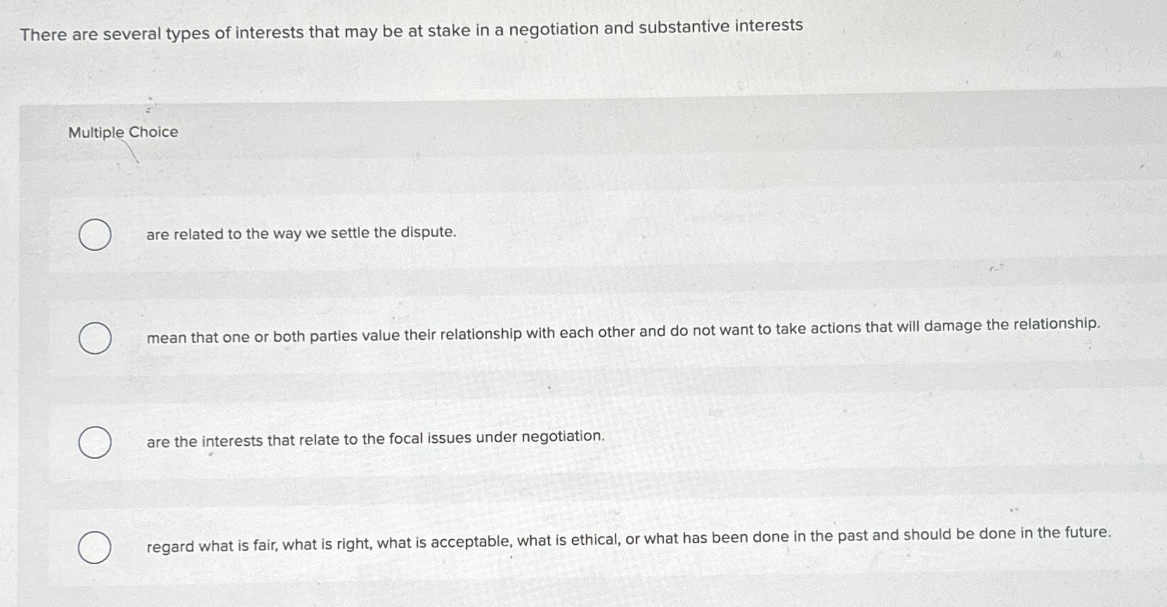 Solved There are several types of interests that may be at | Chegg.com
