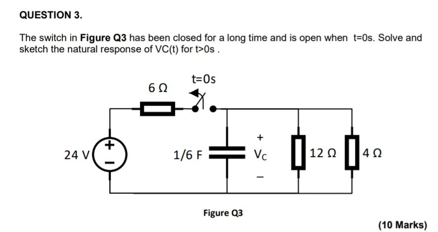 Solved QUESTION 3.\\nThe switch in Figure Q3 has been closed | Chegg.com Solved QUESTION 3.\\nThe switch in Figure Q3 has been closed | Chegg.com