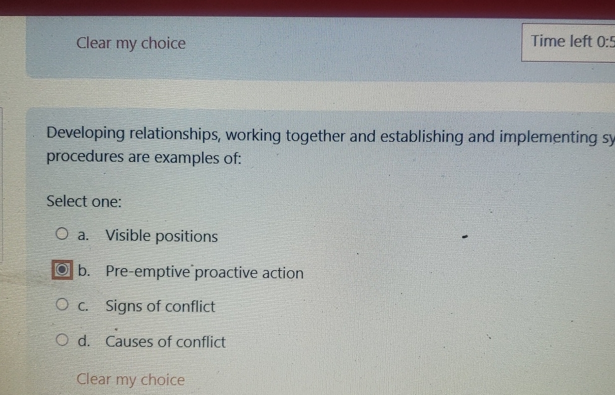 Solved Clear my choiceTime left 0:5Developing relationships, | Chegg.com
