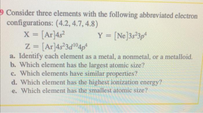 Solved Consider Three Elements With The Following