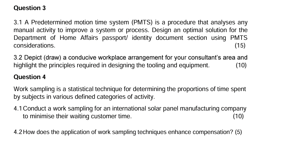 Solved Question 33.1 ﻿A Predetermined motion time system | Chegg.com
